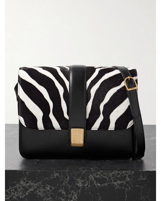 KHAITE Blake Zebra-Print Calf Hair And Leather Shoulder Bag in Black ...