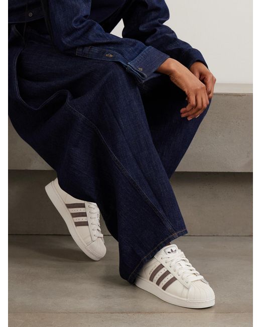 adidas Originals Superstar Ii Calf Hair-Trimmed Leather Sneakers in ...