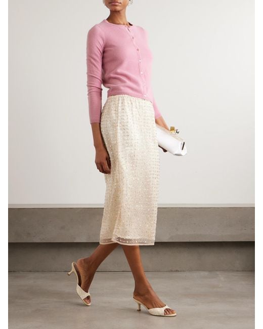 STAUD Midnight Cashmere Cardigan in Pink | Lyst UK