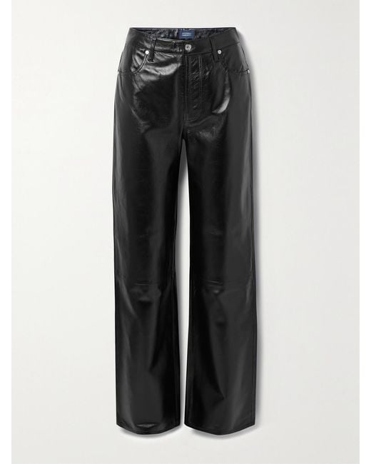 Citizens of Humanity Annina Patent-Leather Wide-Leg Pants in Black ...