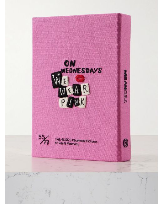 Olympia Le Tan Mean Girls Burn Book Embroidered Appliquéd Canvas Clutch