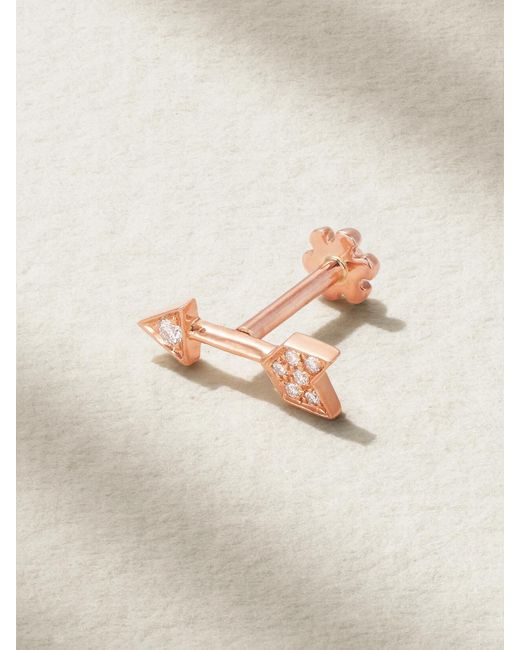 Maria Tash Arrow 10Mm 18-Karat Rose Diamond Earring in Natural | Lyst UK