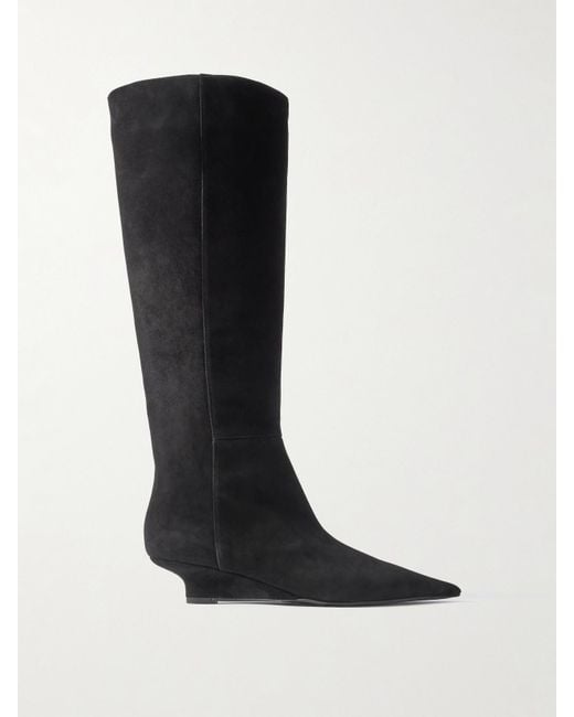 TOTEME Sharp Suede Knee Boots in Black | Lyst