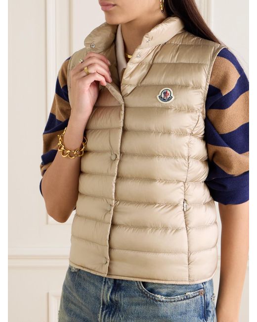 Moncler Liane Quilted Appliquéd Shell Down Vest in Natural | Lyst