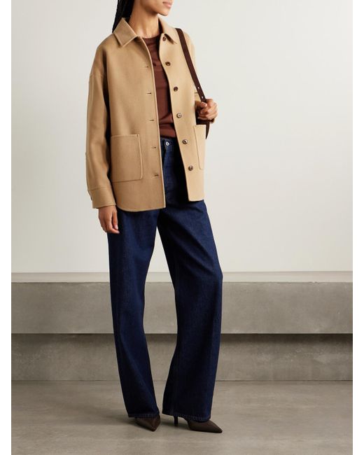Theory Wool And Recycled Cashmere-Blend Felt Jacket in Natural | Lyst UK