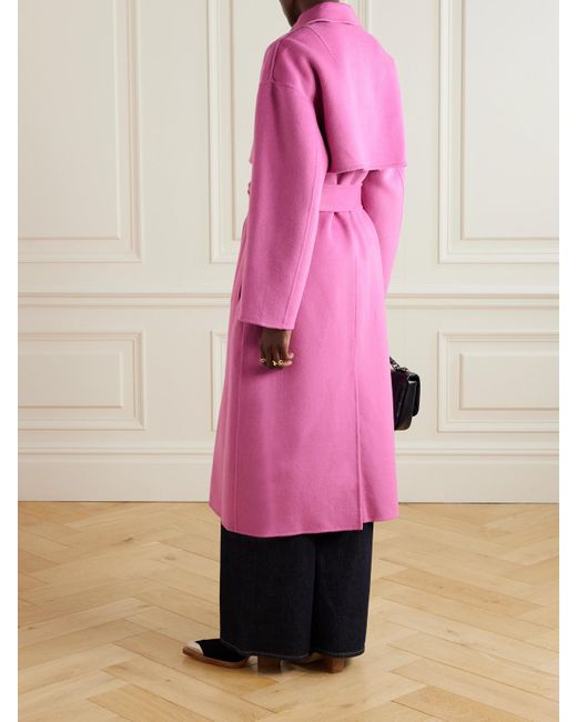 Ulla Johnson Romi Belted Layered Wool-Blend Felt Coat in Pink | Lyst