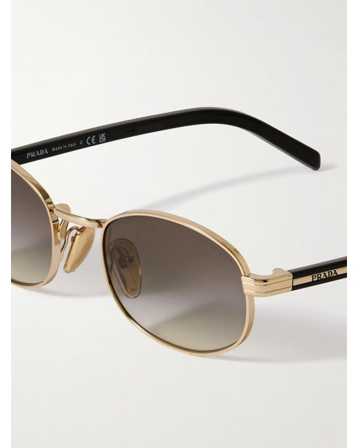Prada Oval-Frame-Tone Sunglasses in Metallic | Lyst