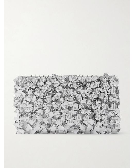 Jonathan Simkhai Reese Beaded Metallic Satin Clutch in Grey | Lyst UK
