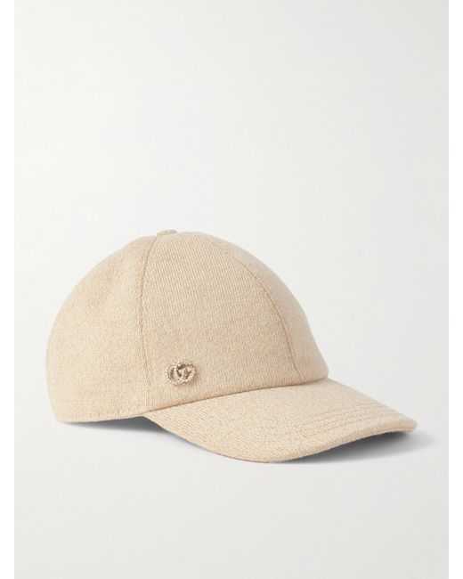 Gucci Crystal-Embellished Leather-Trimmed Wool-Blend Baseball Cap in ...