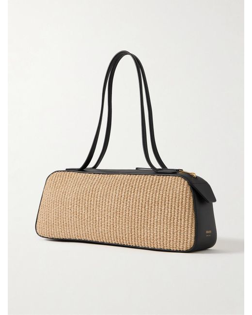 KHAITE Simona Leather-Trimmed Raffia Shoulder Bag in Natural | Lyst