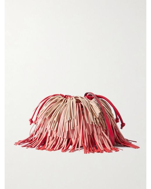 Zimmermann Fringed Leather Shoulder Bag in Red | Lyst