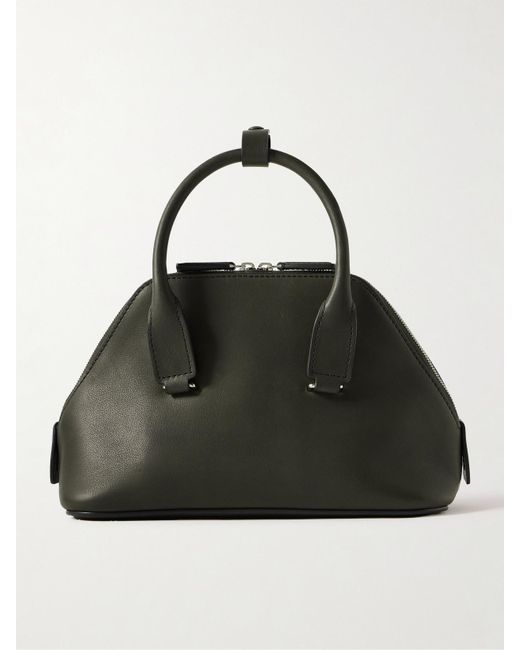 The Row Devon Mini Leather Tote in Black | Lyst