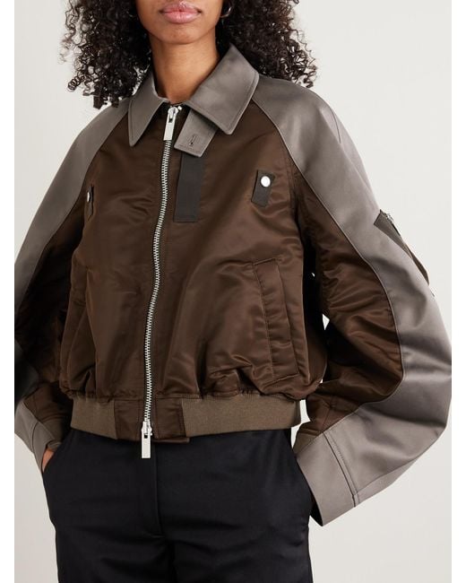 Sacai Cotton-Canvas And Shell Bomber Jacket in Brown | Lyst UK