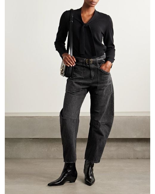 Nili Lotan Shon Mid-Rise Barrel-Leg Jeans in Blue | Lyst UK