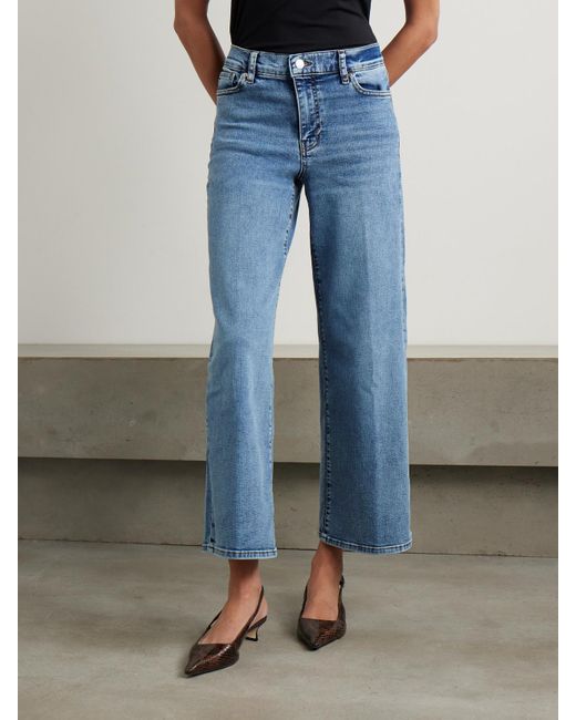 FRAME Le Pixie Slim Palazzo High-Rise Wide-Leg Stretch Jeans in Blue | Lyst