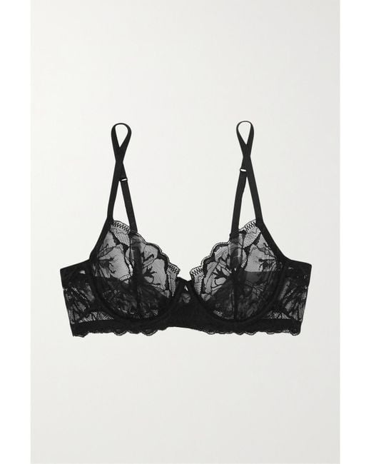 La Perla Alida Stretch-Leavers Lace Underwired Soft-Cup Bra in Black ...