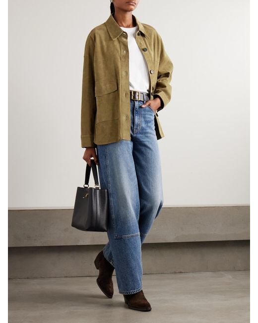 Arma Kaylee Oversized Paneled Suede Jacket in Green | Lyst UK