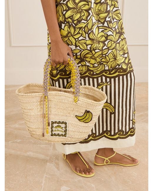 ALÉMAIS Mona Logo-Appliquéd Woven Raffia-Effect Bucket Bag in Natural ...