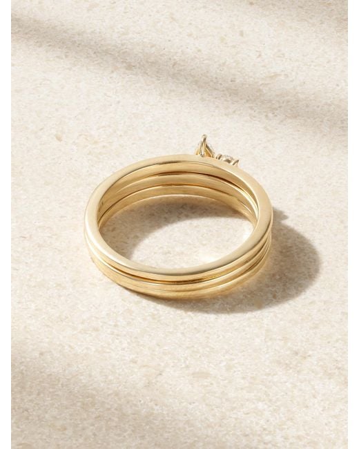 STONE AND STRAND Set Of Three 14-Karat Diamond Rings in Natural | Lyst