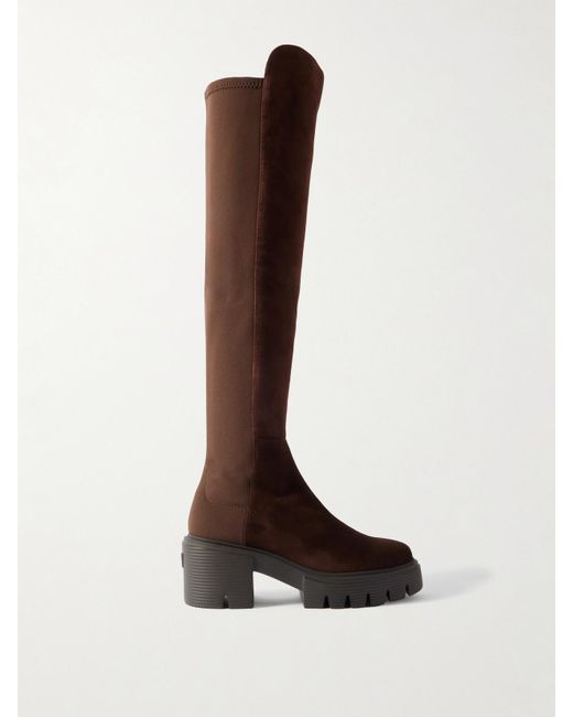 Stuart Weitzman 5050 Soho Suede Knee Boots in Brown | Lyst UK
