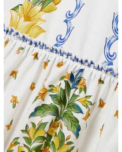 FARM Rio Sicily Tiered Bead-Embellished Printed Cotton-Poplin Midi ...