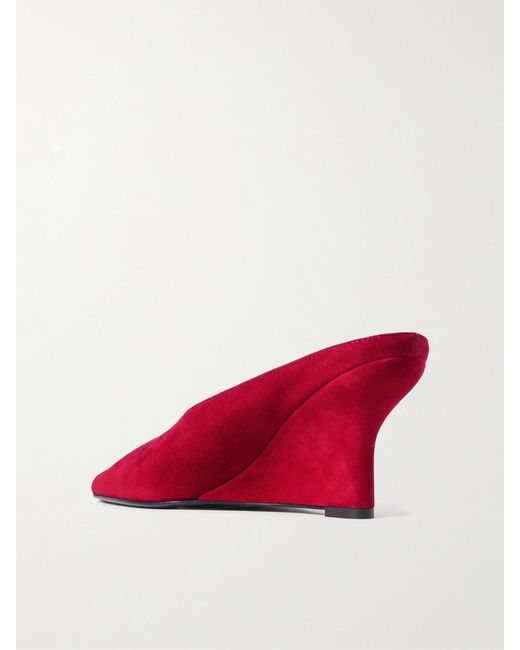 TOTEME Velvet Wedge Mules in Red | Lyst UK