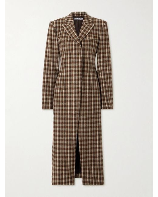 Acne Studios Checked Tweed Coat in Natural | Lyst