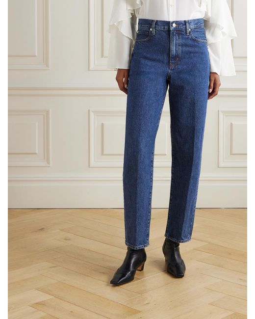 FRAME The Neat High-Rise Straight-Leg Jeans in Blue | Lyst UK