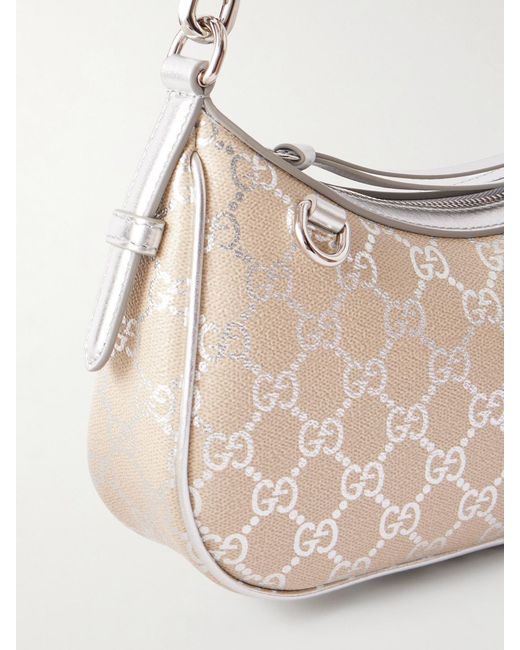 Gucci Gg Emblem Metallic-Trimmed Printed Textured-Leather Shoulder Bag ...