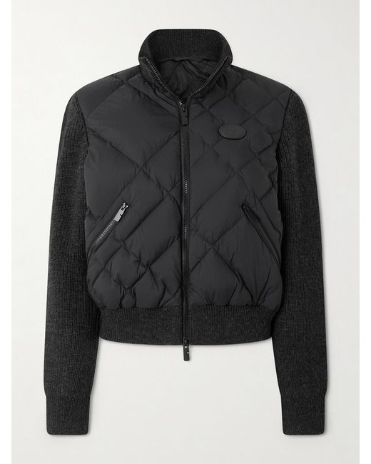 Burberry Ribbed Wool-Blend Paneled Padded Shell Down Jacket in Black ...