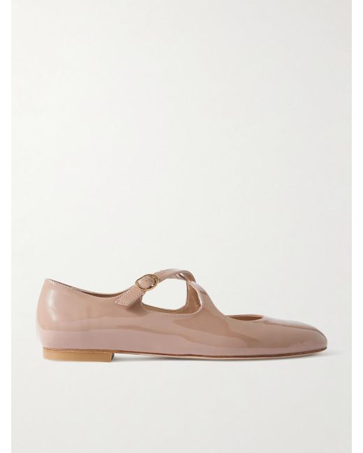 Stuart Weitzman Clem Patent-Leather Mary Jane Ballet Flats in Pink | Lyst