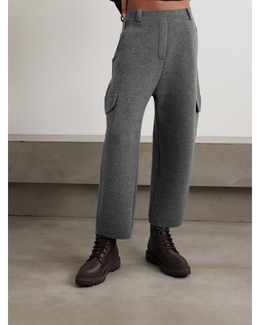 Lisa Yang Azaria Cashmere Barrel-Leg Cargo Pants in Grey | Lyst UK