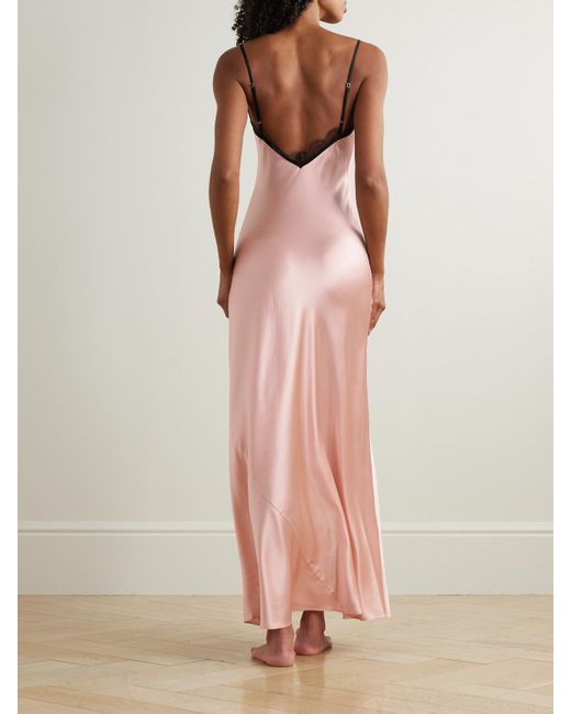 Agent Provocateur Sammi Leavers Lace-Trimmed Stretch-Silk Satin Chemise ...