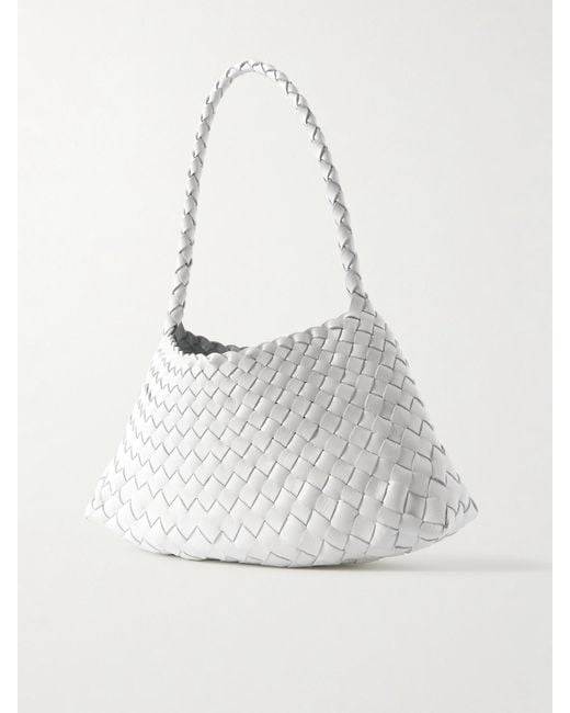 Dragon Diffusion Rosanna Mini Woven Leather Tote in White | Lyst