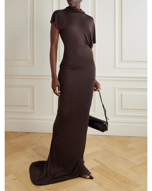 Rick Owens Lilith Jersey Gown in Brown | Lyst UK