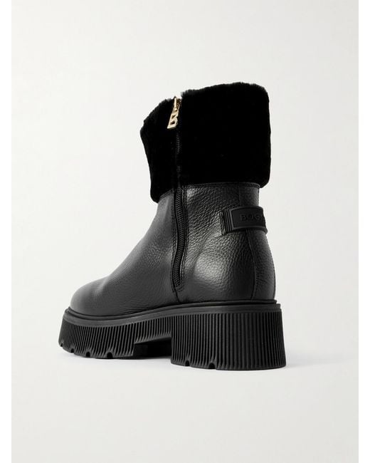 Bogner Turin 6 Shearling-Trimmed Textured-Leather Ankle Boots in Black ...