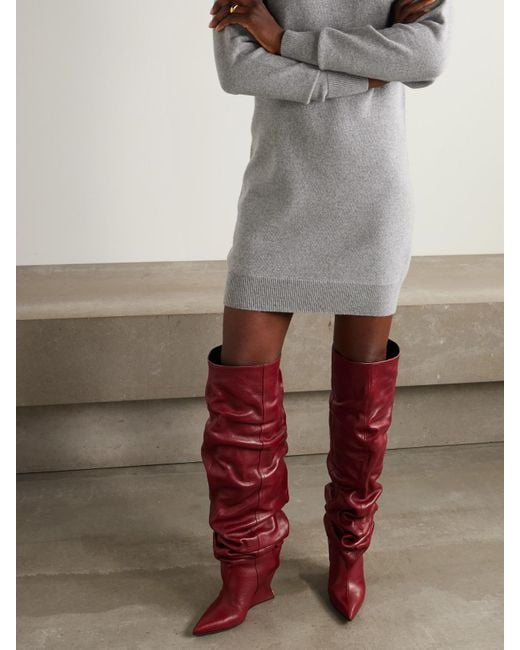 Balmain Textured-Leather Over-The-Knee Boots | Lyst UK