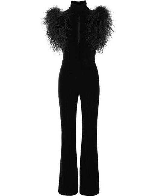 16Arlington Feather-trimmed Jumpsuit in Black | Lyst