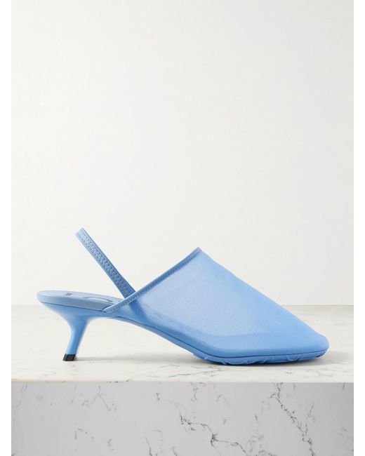 Loewe Petal Leather-Trimmed Mesh Slingback Sandals in Blue | Lyst