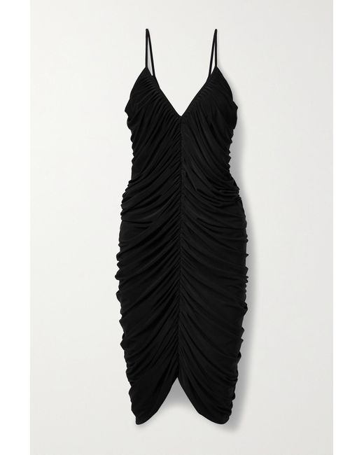Norma Kamali Diana Ruched Stretch Jersey Midi Dress In Black Lyst Canada