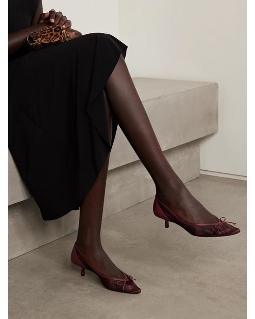 Jacquemus Tourni Bow-Detailed Leather-Trimmed Mesh Pumps in Brown | Lyst