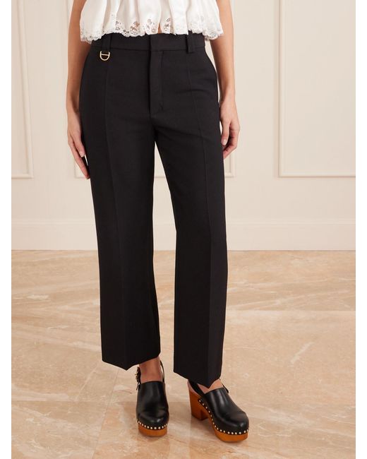 Chloé Wool-Crepe Straight-Leg Pants in Black | Lyst UK