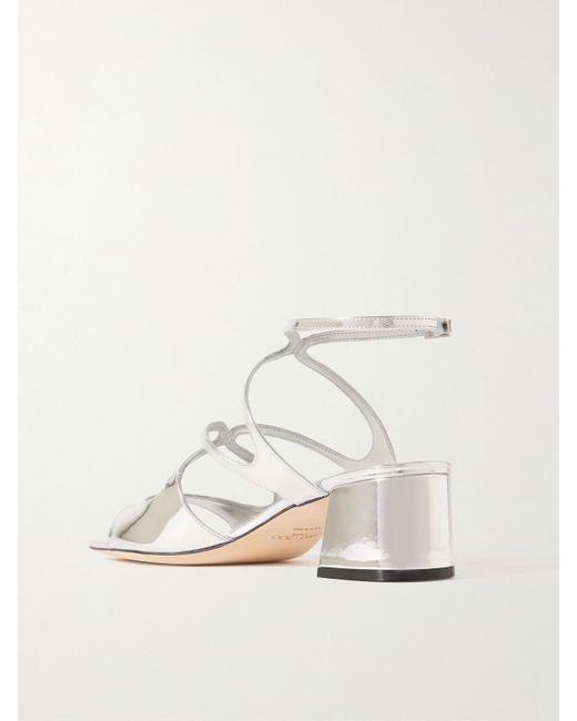 Jimmy Choo Azila 45 Metallic Leather Sandals in Natural | Lyst