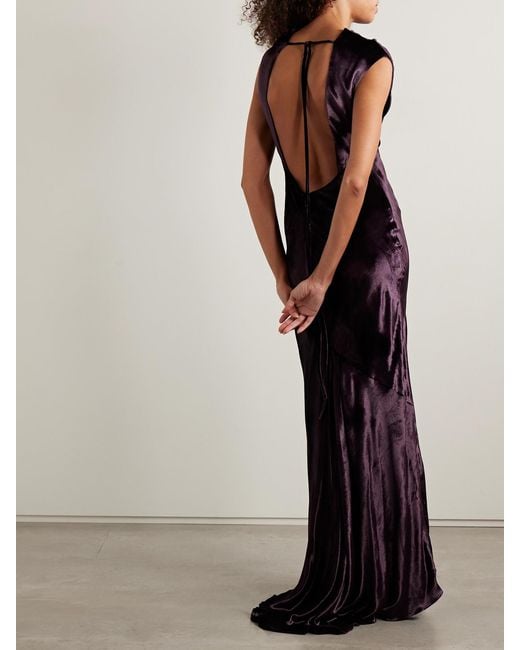 Twp Back To You Open-Back Draped Velvet Gown in Purple | Lyst UK
