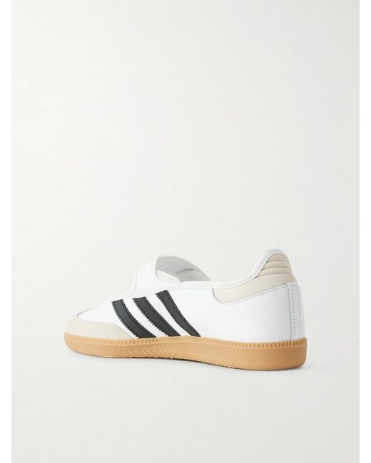 adidas Originals Samba Jane Suede-Trimmed Leather Sneakers in White ...