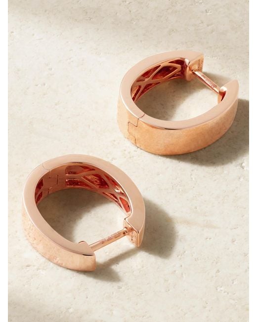 Anita Ko Small Meryl 18-Karat Rose Hoop Earrings in Natural | Lyst