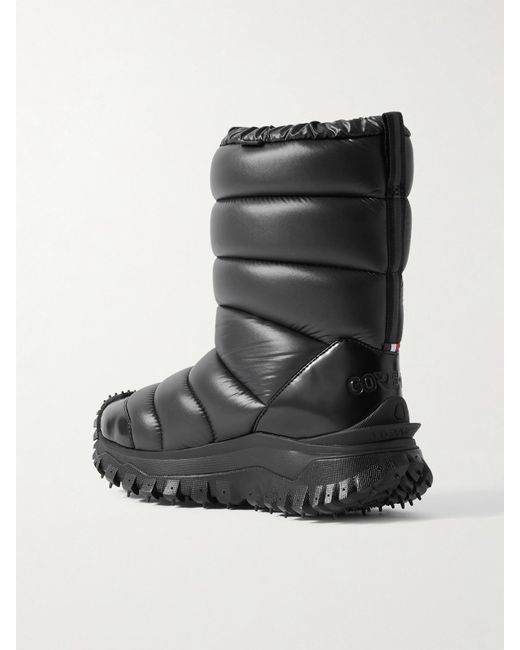 Moncler Trailgrip Appliquéd Quilted Padded Glossed Leather-Trimmed ...