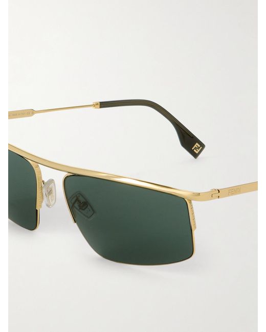 Fendi Travel Aviator-Style-Tone Sunglasses in Green | Lyst