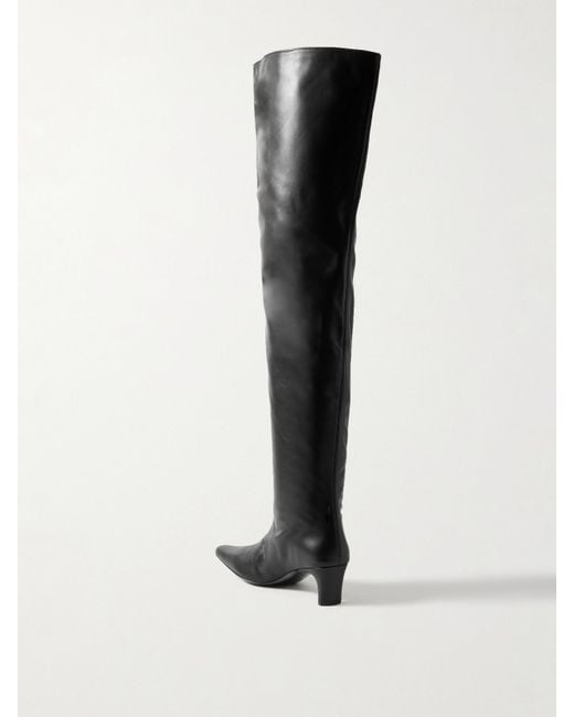 STAUD Wally Leather Over-The-Knee Boots in Black | Lyst