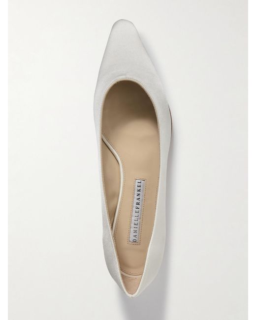 Danielle Frankel Riley Satin Point-Toe Ballet Flats in Natural | Lyst